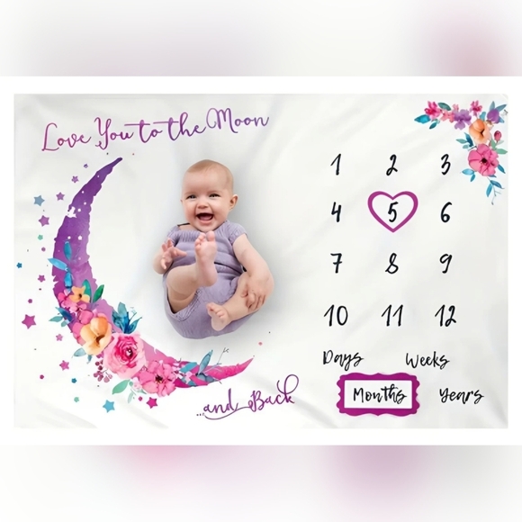 Other | Nwt Baby Milestone Blanket Boy Girl Neutral Love You To The ...